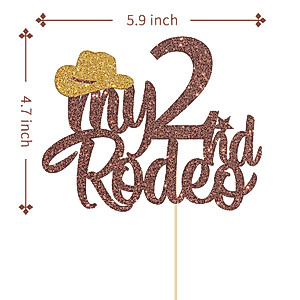 My 2nd Rodeo Cake Topper, Cowboy Cowgirl Theme Party Supplies, Western Kids First Rodeo Party/Baby Shower Decor, Happy 2 Years Old Birthday Party, Brown