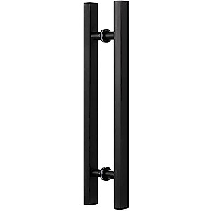 Sliding Barn Door Handle Square Entry Door Handle,Steel Push Pull Door Handle for Shower Glass Sliding/Barn Door/Interior Exterior Door (Black 120Cm)