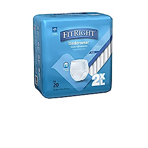 FitRight Adult Incontinence Underwear, Heavy Absorbency, XX-Large, 68-80 (80 Count)