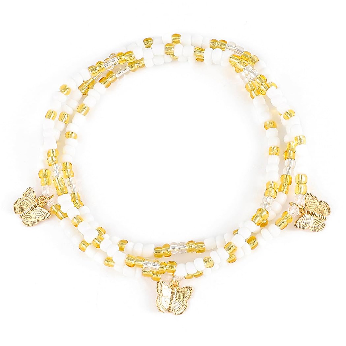 Cosydays Elastic Waist Bead Belly Chain Butterfly Body Beaded African Belly Beads Accessories for Women