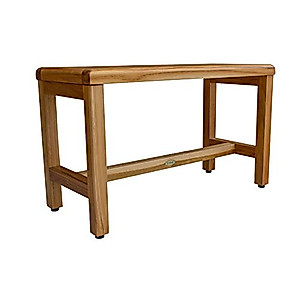 EcoDecors Earthy Teak Shower Bench Eleganto Wooden Seat Garden Bench Natural Teak Wood Patio Bench Armless Bench for Indoors and Outdoors - 30 inches Length