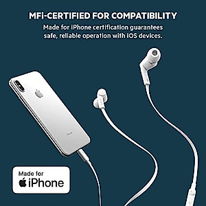 Belkin SoundForm Headphones - Wired In-Ear Earphones With Microphone- iPhone Headphones - Apple Headphones - Apple Wired Earbuds For iPhone, iPads & All Products With Lightning Connector (White)