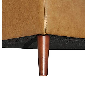 Amazon Brand – Rivet Ava Mid-Century Modern Leather Ottoman Bench, 63.4"W x 15.7"H, Caramel
