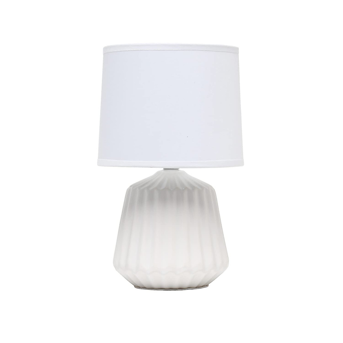 Simple Designs LT1120-OFF Petite Mini Pleated English Ceramic Base Table Lamp, Off White