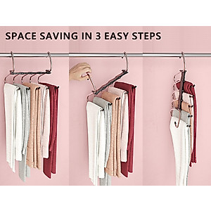 SUOCO 4 Pack Pants Hangers Space Saving, Upgraded Anti-Slip Design, Multi Purpose Closet Organizer Rack for Jeans Trousers Skirts Scarf (Black)