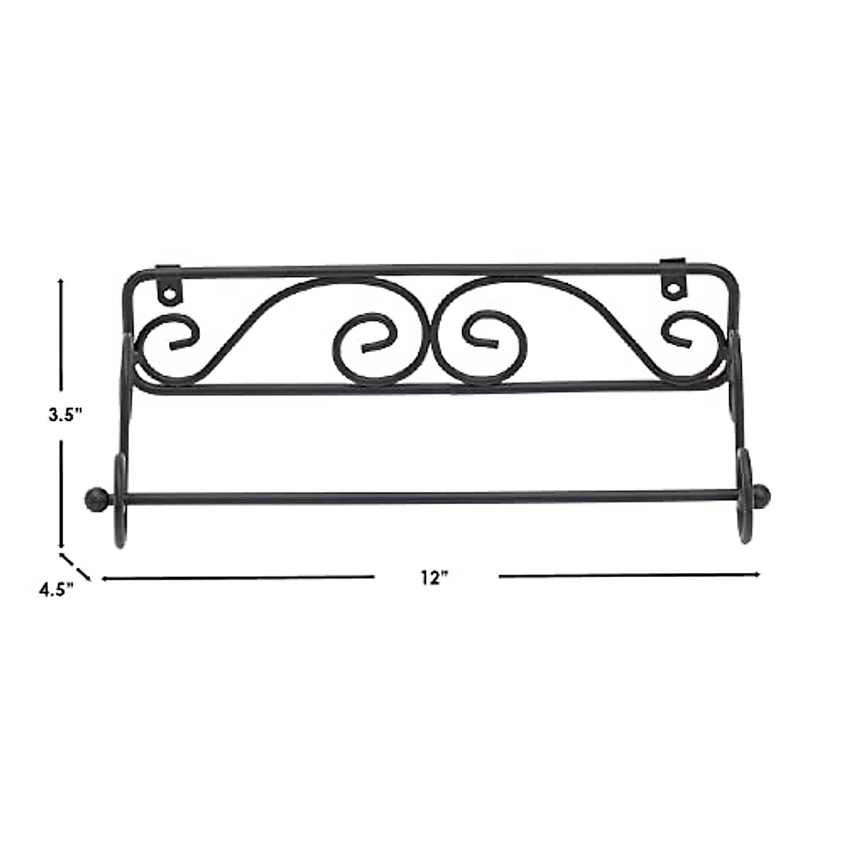Home Basics Scroll Design Wall Mounted Paper Towel Holder | Great Space Saver | Scroll Collection | Durable Steel