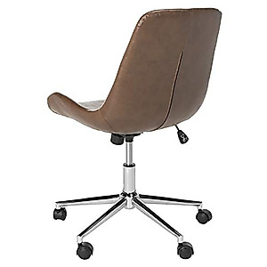 SAFAVIEH Home Collection Fletcher Brown Faux Leather/ Chrome Swivel Adjustable Height Office Desk Chair