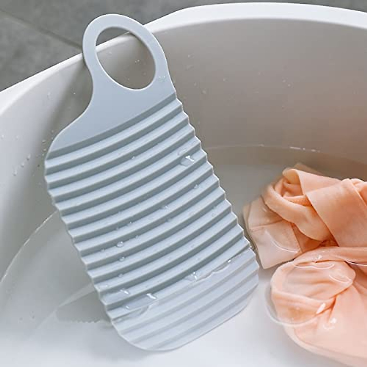 Bluelans Cute Laundry Board Mini Plastic Hand-Held Washboards Portable Travel Hand Wash Board Scrubboard for Washing Clothes Grey