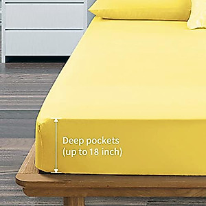 EaseHome Yellow Full Size Bed Sheet Set -Deep Pocket to 18 inches Mattress 4 Piece - Premium Bedding Sheets & Pillowcases Collection - Extra Soft