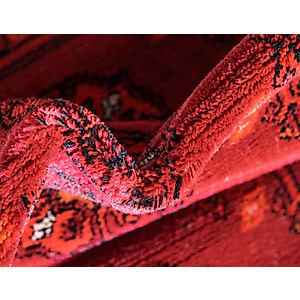 Unique Loom Tekke Collection Over-Dyed Saturated Traditional Torkaman Area Rug, 8 ft x 11 ft, Red/Burgundy