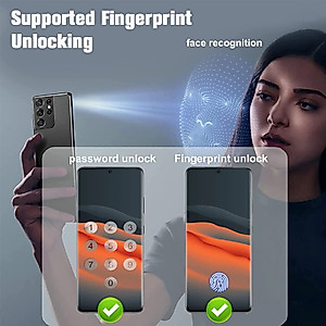 [1+2 Pack] Privacy Screen Protector and Camera Lens Protector for Samsung Galaxy S21 Ultra, Anti-spy,Support Fingerprint Unlocking,Full Coverage,9H Hardness for Samsung Galaxy S21 Ultra 5G(6.8 Inch)