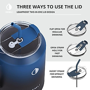 Hemli 50 oz Tumbler with Handle and Straw, Big Cup for Ice Coffee, 50 Oz Water Bottle, Large Travel Tumbler, 50 Oz Mug Tumbler, Thermal Cups, Large Cup, Water Mug, Vacuum Insulated Keep Hot Keep Cold