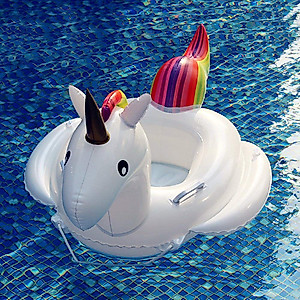 Baby Pool Float Unicorn Toddlers Floaties Infant Inflatable Swimming Ring with Handles for Kids Aged 1-6 Years