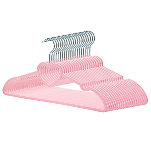 JIUXCF Velvet Hangers 20 Pack, 16" Non Slip Adult Hangers, Slim Clothes Hanger with 360 Degree Swivel Hook - Durable & Cute for Coats, Shirts, Dress (Pink)