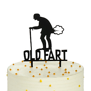 Old Birthday Cake Topper Humor Old Man Old Woman, Humor Old Man Old Woman Acrylic Happy Birthday Cake Topper, Humor Old Man Old Woman decoration ideas, Black acrylic cake decoration.