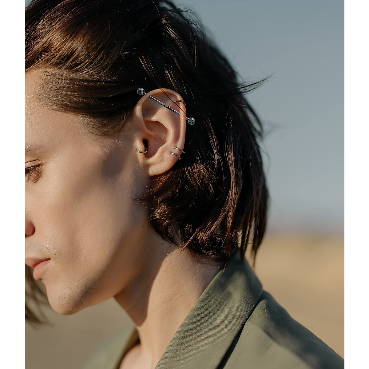 EVELICAL 30Pcs 14G Stainless Steel Industrial Barbell Earrings for Women Men Cartilage Helix Body Piercing Jewelry 38mm 1&1/2 Inch Piercing Bar Style A