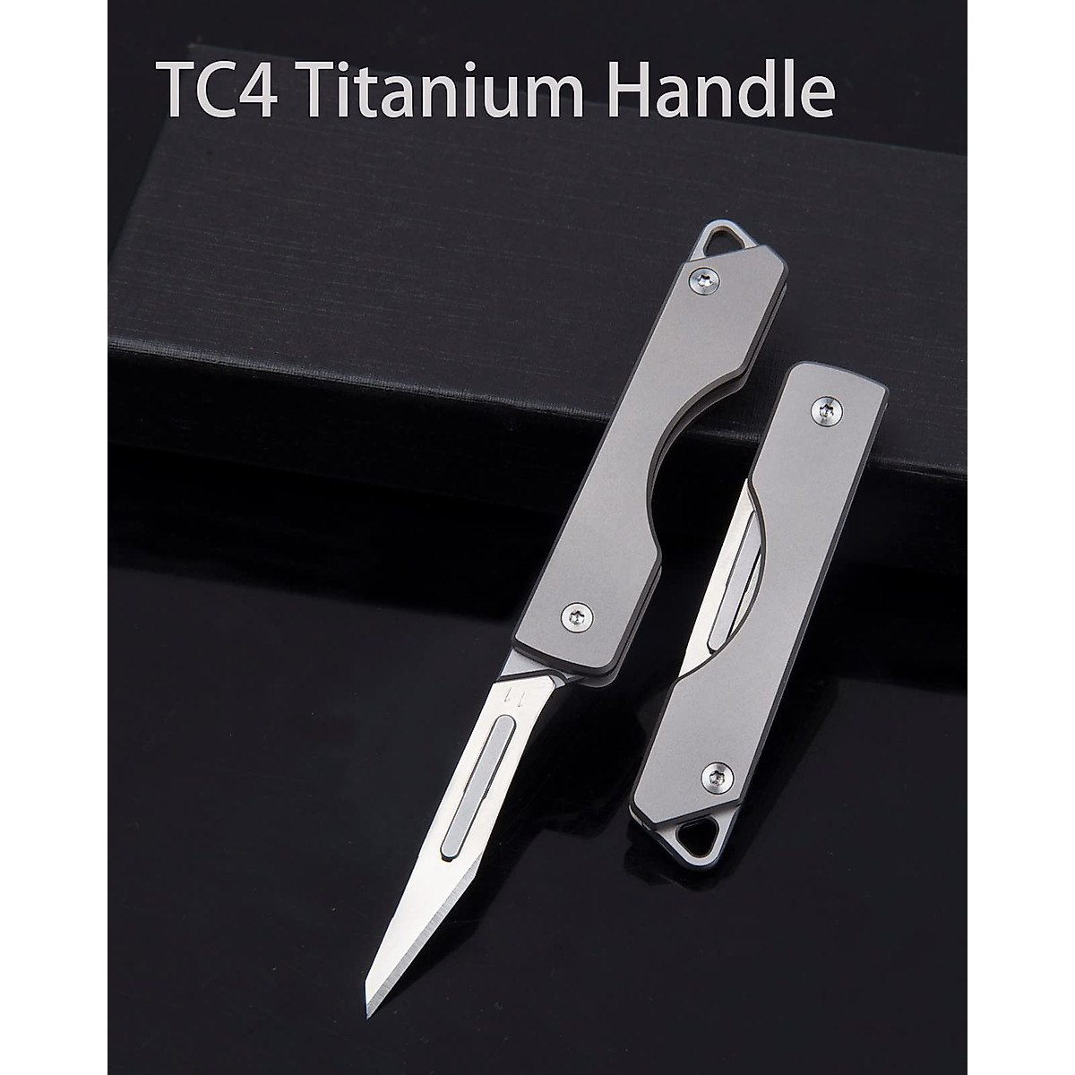 ainhue A23 Mini Scalpel Folding Pocket Knife with 10pcs #11 Replaceable Blade,2.3 inches TC4 Titanium Handle SlipJoint Utility EDC Knives