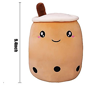 KEDE Cartoon Bubble Tea Plush Pillow,Plush Boba Tea Cup Toy Figurine Toy,Multiple Sizes Cute Bubble Tea Cup Shaped Pillow (A-1,9.4'')