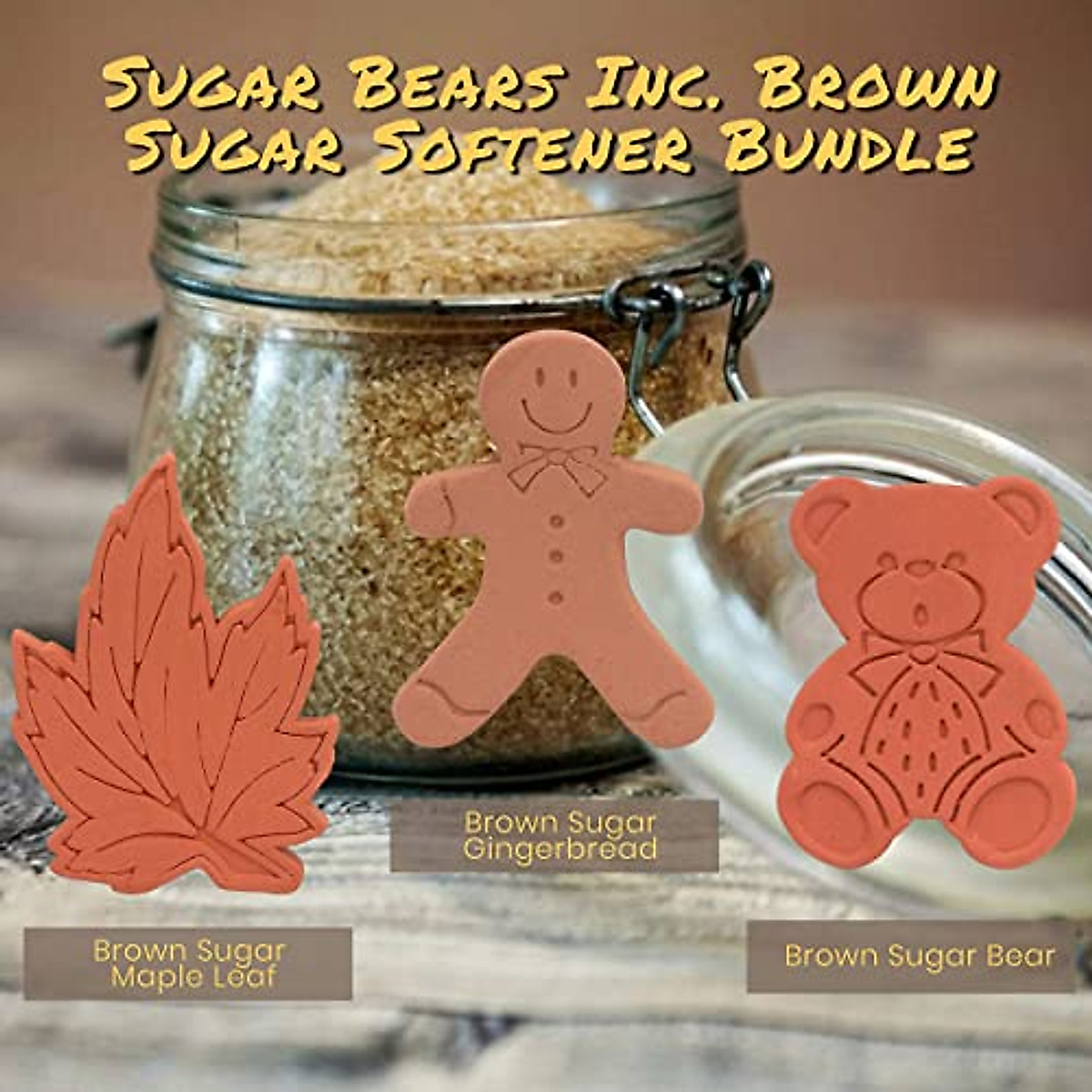 Brown Sugar Bear Brown Sugar Keeper Softener Canister and Containers Moisture Absorbers Bundle