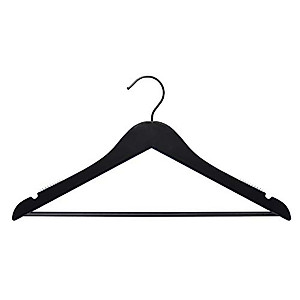 NAHANCO 20217WBBHHU Wooden Suit Hangers - Line - 17" Low Gloss Black with Black Hook (Pack of 25)