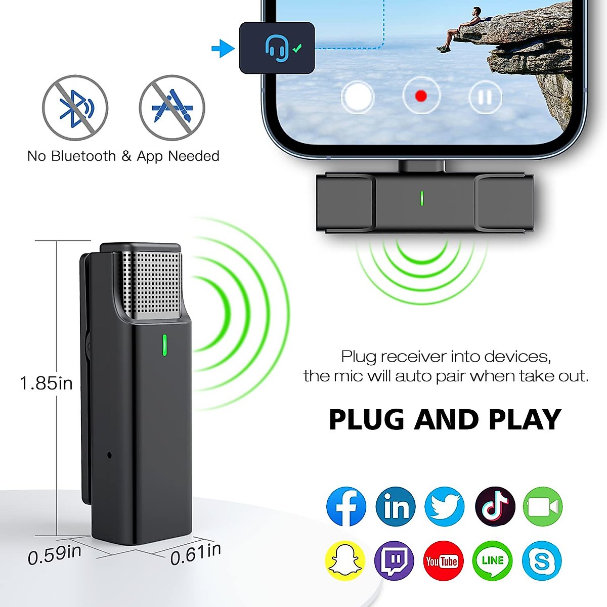 JOSTART Wireless Lavalier Microphone for iPhone/iPad with Charging case, 656ft Range,24H Working,4-Channel Omnidirectional Noise Canceling Lapel Mics for Video Recording Interview Streaming Vlog