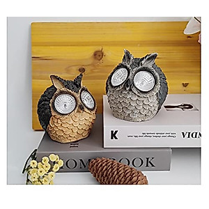 WSSSH Solar Garden Statues Owl, Solar Powered Eyes Lights Art Décor Figurine Ornament Resin Lights for Party Garden Home Decorations-D