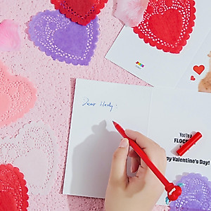 JOYIN 126+ Pcs Valentines Day Craft Gift Set with 100 Heart Doilies, 24 Pcs Foam Hearts & 2 Bags of Foam Heart Stickers for Kids, Tableware Decoration, Home Activitie, Kitchen Disposable Table Doilies