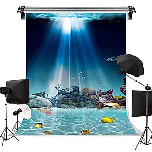 Underwater World Backdrop for Party Decorations MEETSIOY 5x7ft Stonefish Turtle Plant Sunlight Sea Water Background Newborn Child Photo Studio Props Themed Party Curtain Background LXMT077