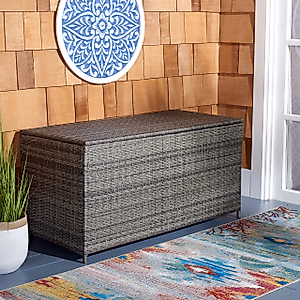 SAFAVIEH Outdoor Collection Oliveira Grey/White Cushion Box