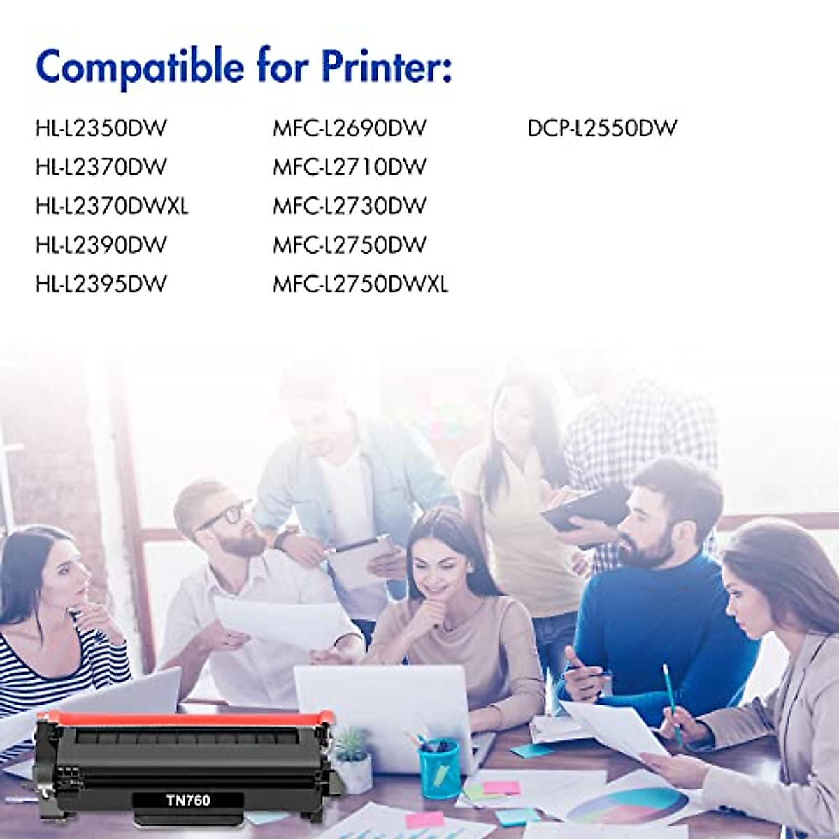 TN760 Toner for Brother Printer Compatible Replacement for Brother TN-760 TN 760 TN-730 TN730 TN 760 for MFC-L2710DW MFC-L2750DW HL-L2395DW L2710DW L2750DW L2370DW Printer Toner TN-730/TN-760 2 Pack