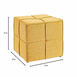 FIRST HILL FHW Delicate Square Bean Bag Ottoman,Light Yellow