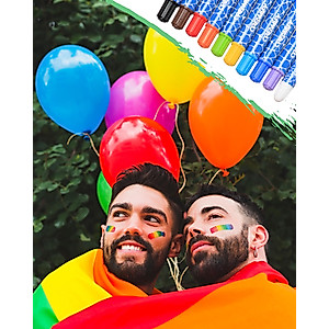 Creamify Rainbow Colors Face Painting Kits- 16 Colors Twistable Face Paint Marker Sticks with 2 Brushes, LGBT Washable Face Paint Crayons Kit, Birthday, Pride Day