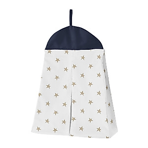 Sweet Jojo Designs Star and Moon Baby Boy or Girl Nursery Crib Bedding Set - 4 pieces - Navy Blue, Gold, and Grey Celestial Sky Stars Gender Neutral Unisex