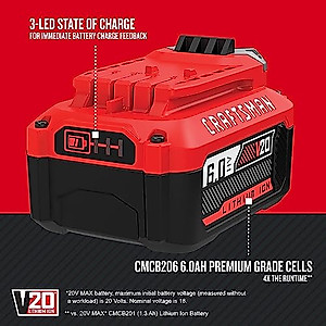 CRAFTSMAN V20 Battery, 6.0 Ah, Lithium Ion Battery (CMCB206)