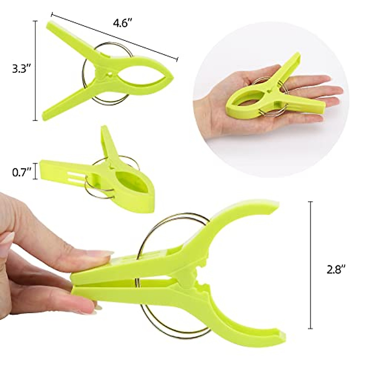 Beach Towel Clips 4.6 inch Big Plastic Clothes Pins Pool Chairs Clothespins for Towels Sheets (Pack of 16)