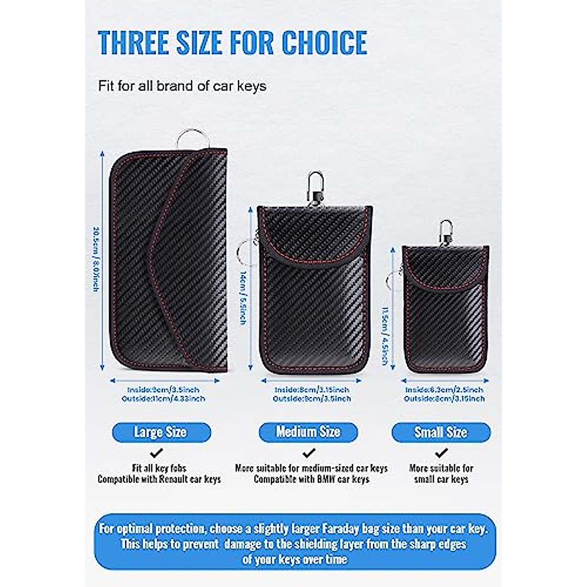 LANPARD Faraday Bag for Phones and Car Keys, 2 Pack RFID Signal Blocking Bag, Carbon Fiber Material Shielding Case for Cell Phone Privacy Protection & Key Fob, Anti-Tracking Anti-Hacking Case Blocker