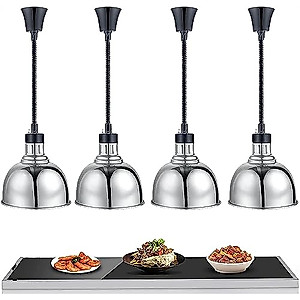 LINKANRUO Commercial Food Heat Lamp, 60-180cm Telescopic Food Warmer, Hanging Food Heating Lamp for Buffet and Hotel Kitchen, Restaurant Kitchen Equipmen Lamps(Silver)
