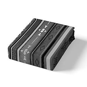 jejeloiu Southwestern Bed Sheet Set Twin Size Tribal Fitted Sheet for Kids Boys Geometric Bedding Set Native American Design Grey Bed Cover Deep Pocket Bedroom