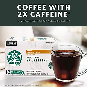 Starbucks Medium Roast K-Cup Coffee Pods with 2X Caffeine, for Keurig Brewers, 4 boxes (48 pods total)