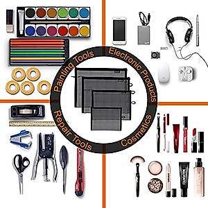 SUPACOOL Lightweight Casual Laptop Backpack with USB Charging Port and Set of 8 Black Travel Mesh Organizer Bags