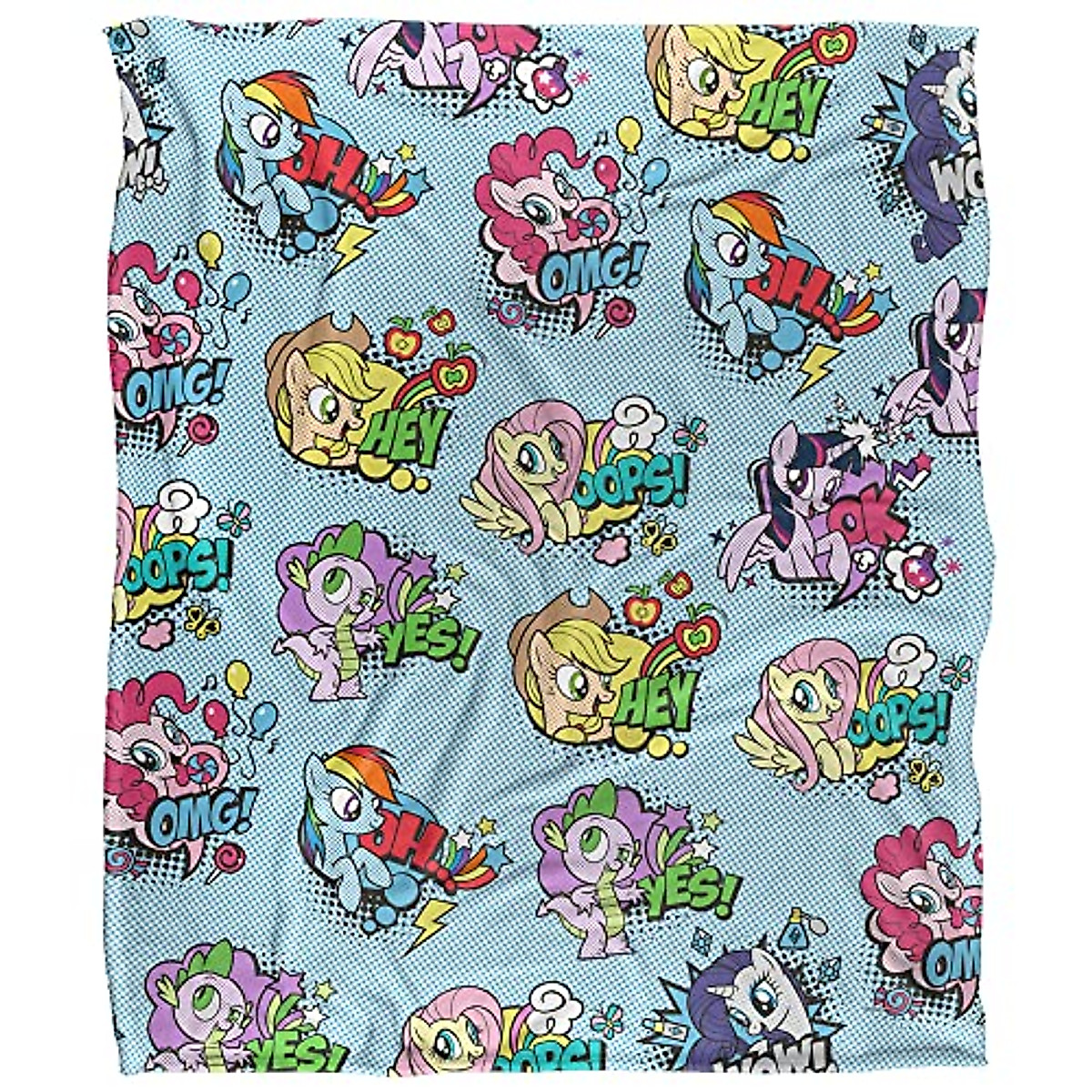 My Little Pony Blanket, MLP Pop Art Pattern Silky Touch Super Soft Throw Blanket 50" x 60"