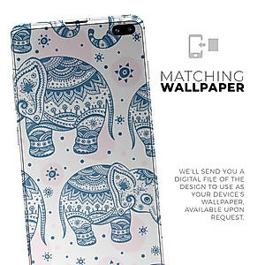 DesignSkinz Ethnic Navy Seamless Aztec Elephant Protective Vinyl Decal Wrap Skin Cover Compatible with The Samsung Galaxy S20 (Screen Trim & Back Glass Skin)