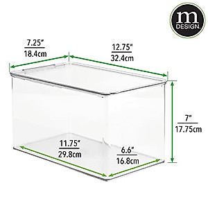 mDesign Stackable Plastic Closet Storage Container Bin Box with Hinge Lid for Organizing Shoes, Booties, Pumps, Sandals, Wedges, Flats, Heels - Lumiere Collection - 4 Pack - Clear