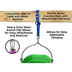 Derby Originals Heavy Duty Adjustable 30” Nylon Hanging Bucket Straps for Water and Feed Buckets - Available in 16 Colors and Patterns (Olive Green)