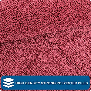 PURRUGS Machine Washable Kitchen Rug Set [2 PCS] (24" x 35.5"+ 24" x 59"), Non-Slip/Skid Kitchen Runner Rugs & Floor Mats, Super Absorbent Soft Standing Mats for Kitchen, Laundry & Sink, Burgundy Red