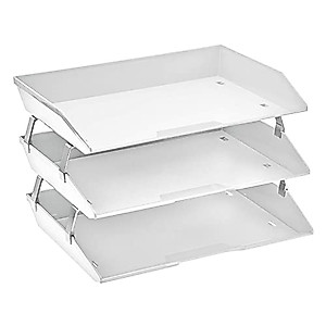 Acrimet Facility 3 Tier Letter Tray Side Load Plastic Desktop File Organizer (White Color)