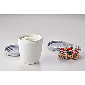 MEPAL, Lunchpot with 2 Lids, a Detachable Small Storage Container for Nuts or Fruit, Portable, BPA Free, Nordic White, 500ml+200ml|17oz + 6.7oz, 1 Count