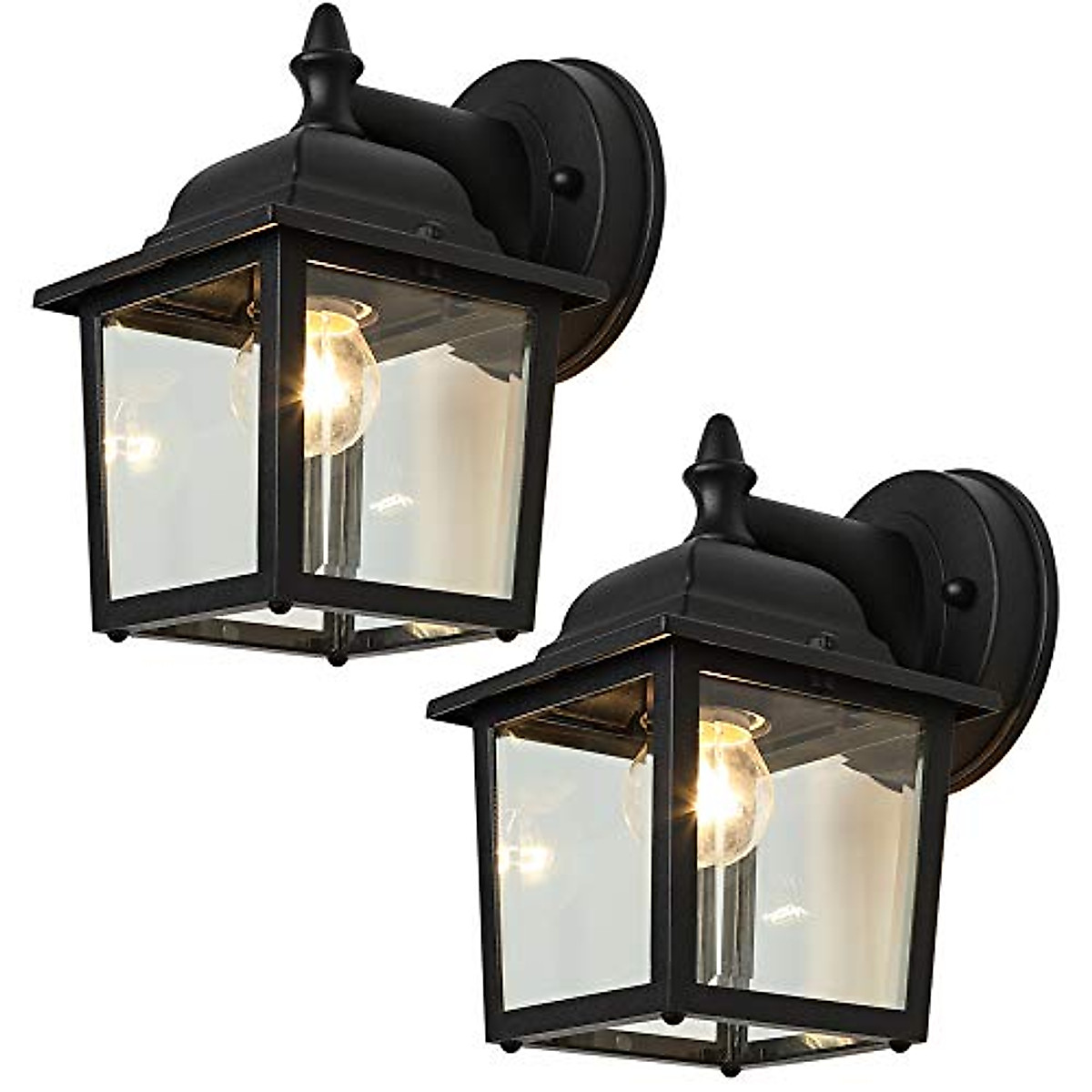 Simple Modern Outdoor Wall Light,Wall Sconce,Wall Lanterns Black, Outdoor Light Fixtures，Cast Aluminum, Anti-Rust, Transparent Glass lamp，Suitable for Courtyards, Villas, Parks, Plazas (2pack-)
