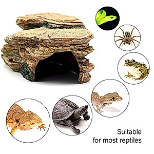 Turtle Basking Platform Shale Scape Step Ledge, Reptile Cave Hideout Turtle Tank Accessories Decorations, Great for Reptiles, Amphibians, Leopard Gecko, Bearded Dragons, Lizard, Frogs