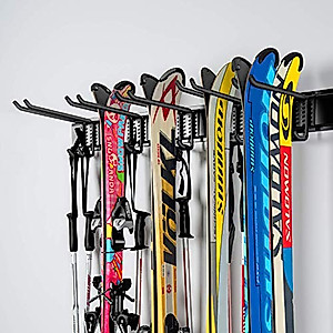 WALMANN Wall Mount Tool Organizer, Ski Wall Rack, Garage Storage Rack, Heavy Duty Garden Tool Storage Organization System, Holds Up to 300lbs